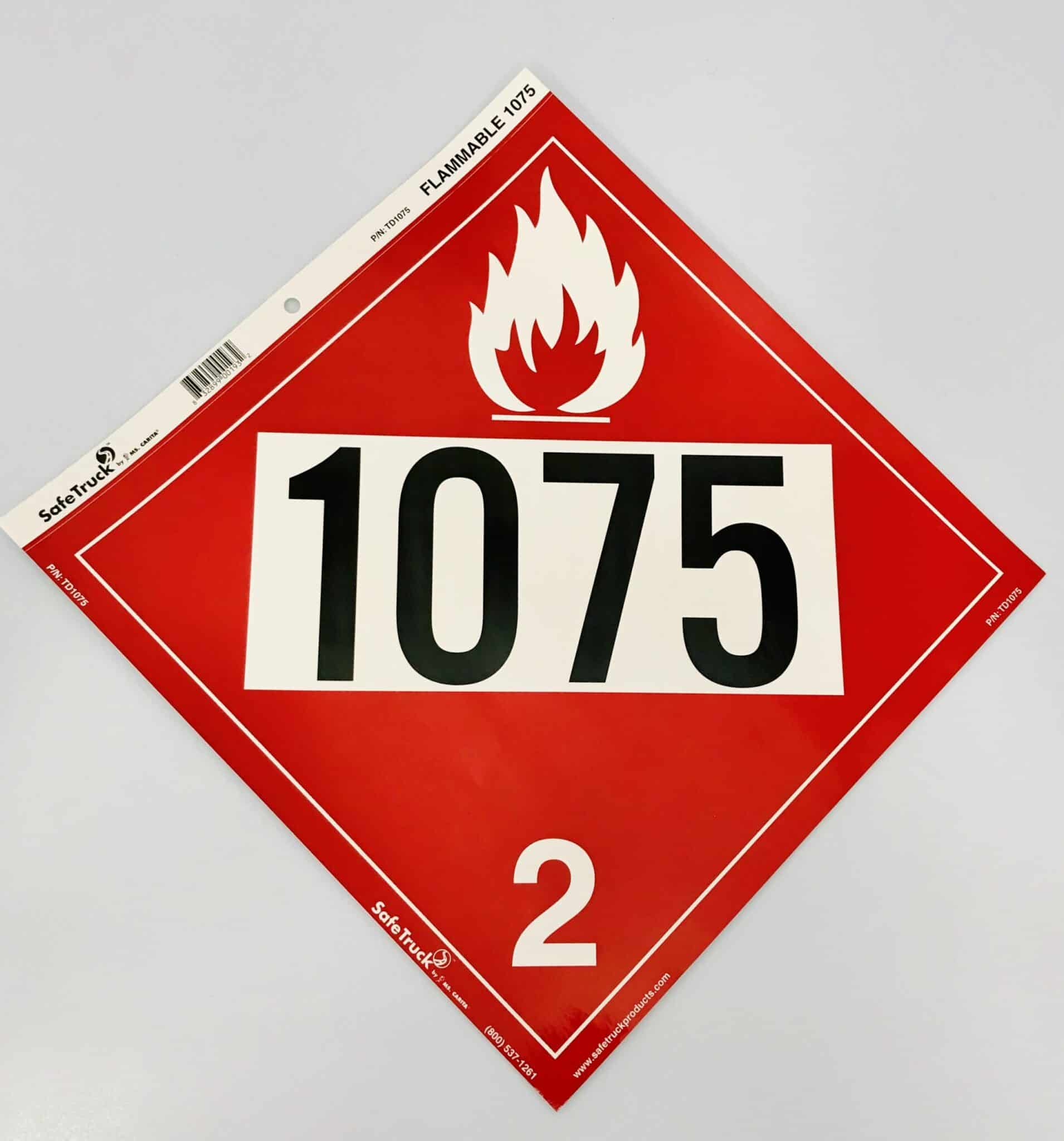 Flammable 1075 Class 2 Placard Decal by Ms. Carita TD1075 - ILoca